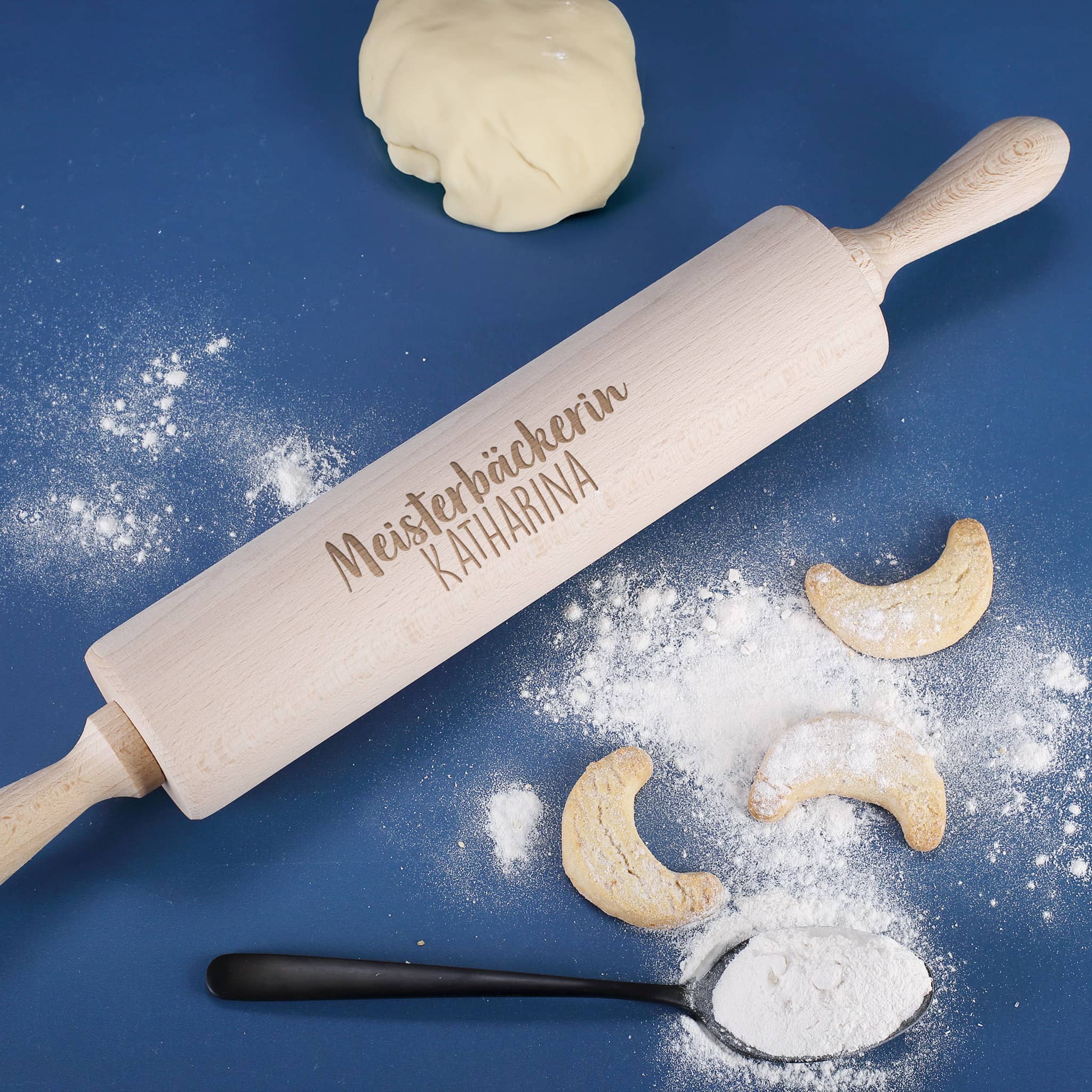 Personalisierbares Nudelholz mit Gravur "Meisterbäcker/in" – Geschenk ...
